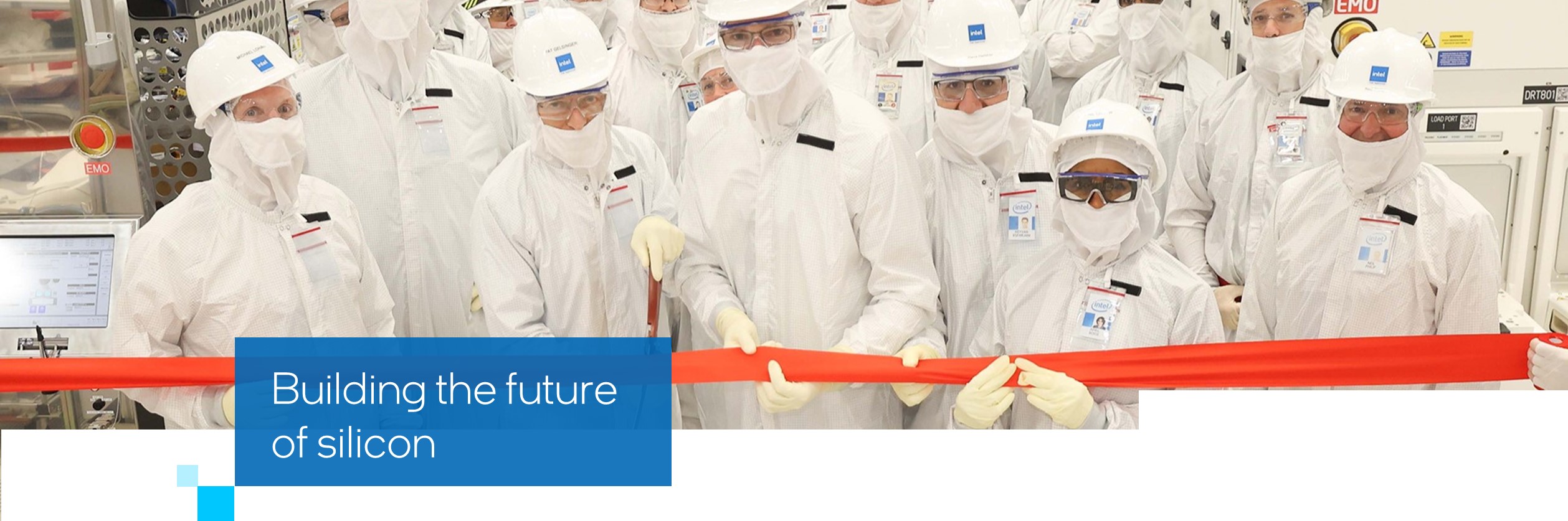 Foundry employees wearing bunny suits